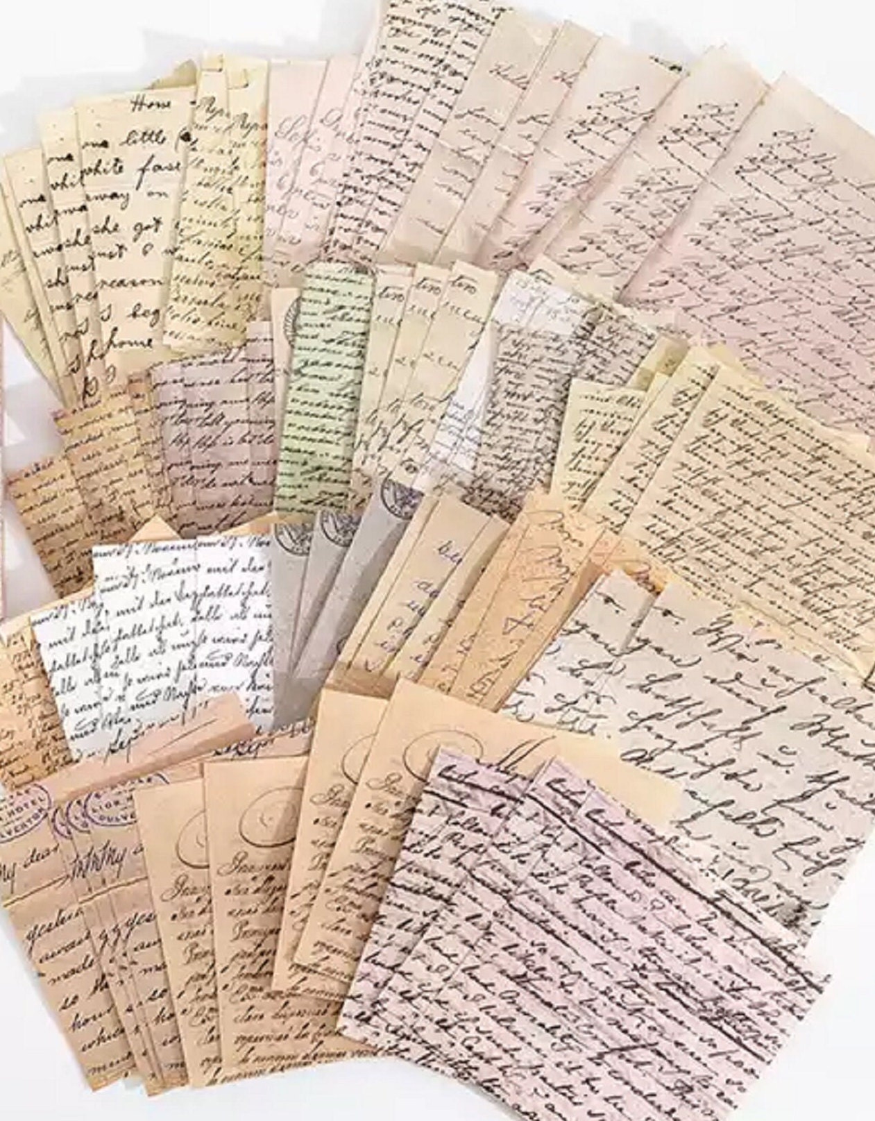 100 Piece Vintage Small Handwritten Journal Paper Set, Scrapbooking ...