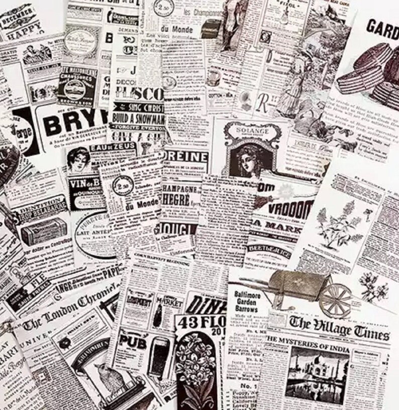 100 Piece Vintage Small Black and White Journal Paper Set - Etsy