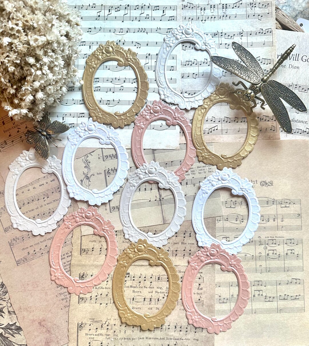 Embossed Pearlized Oval Frame Die Cuts, Scrapbooking, Card Making - Etsy