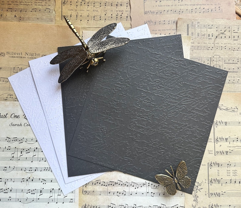 Embossed Script Cardstock, Junk Journaling, Scrapbooking, Bullet ...