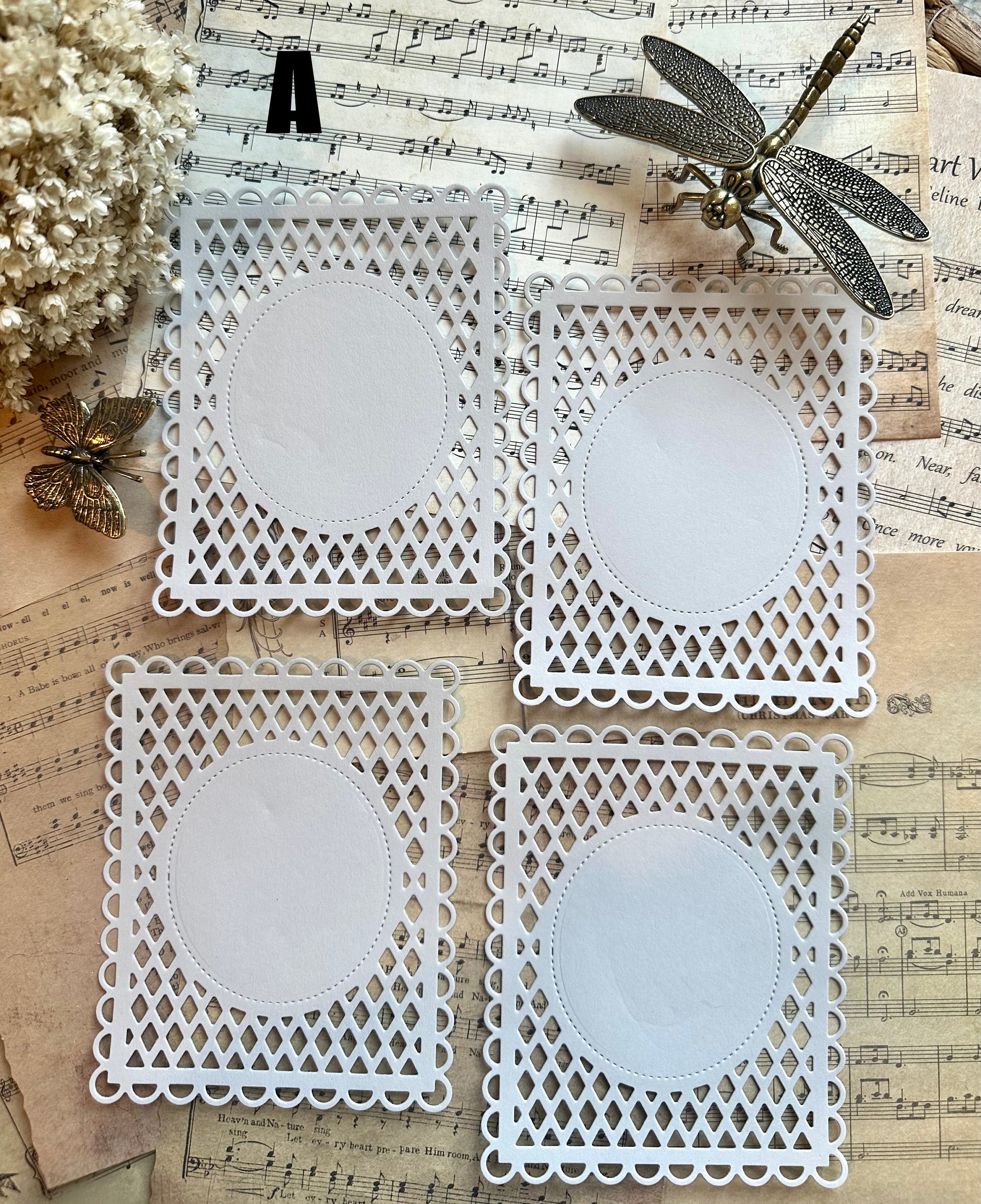 Embossed Lattice Frame Die Cut, Junk Journaling, Scrapbooking, Bullet ...