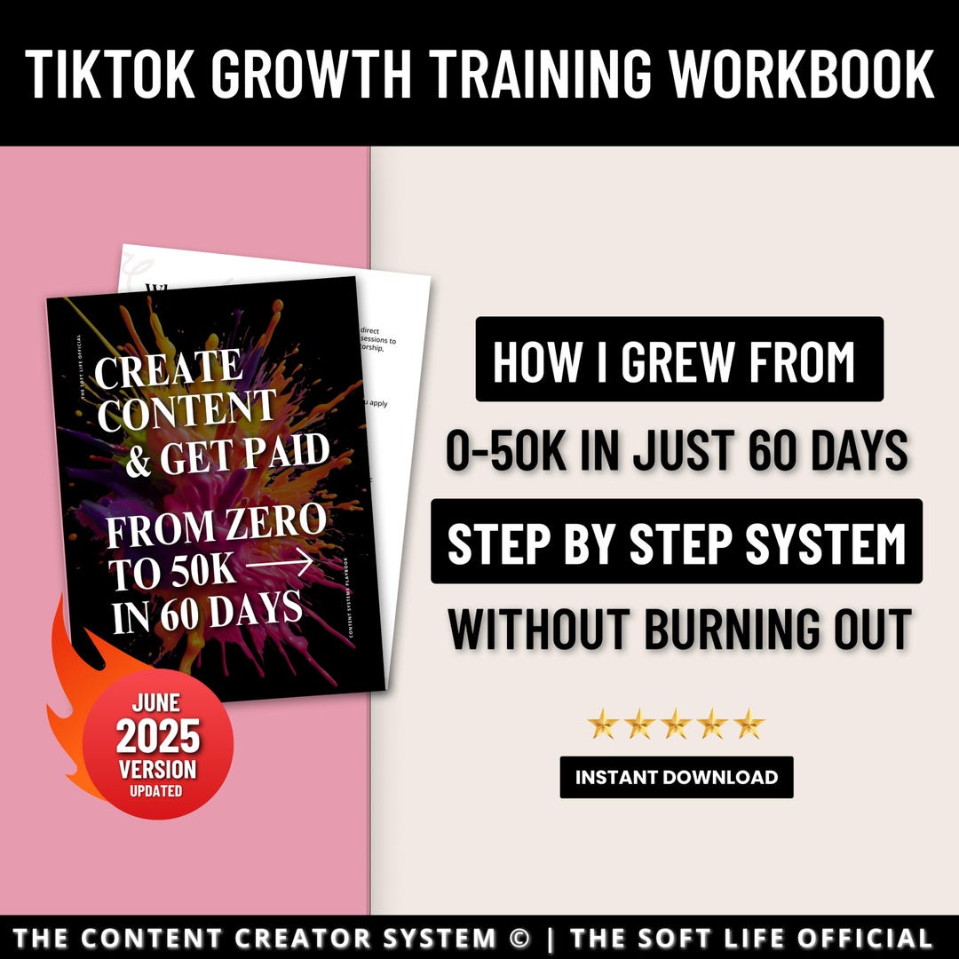 Tiktok Content Creator Guide, Digital Creator Workbook, Social Media Growth Plan, Tiktok ...