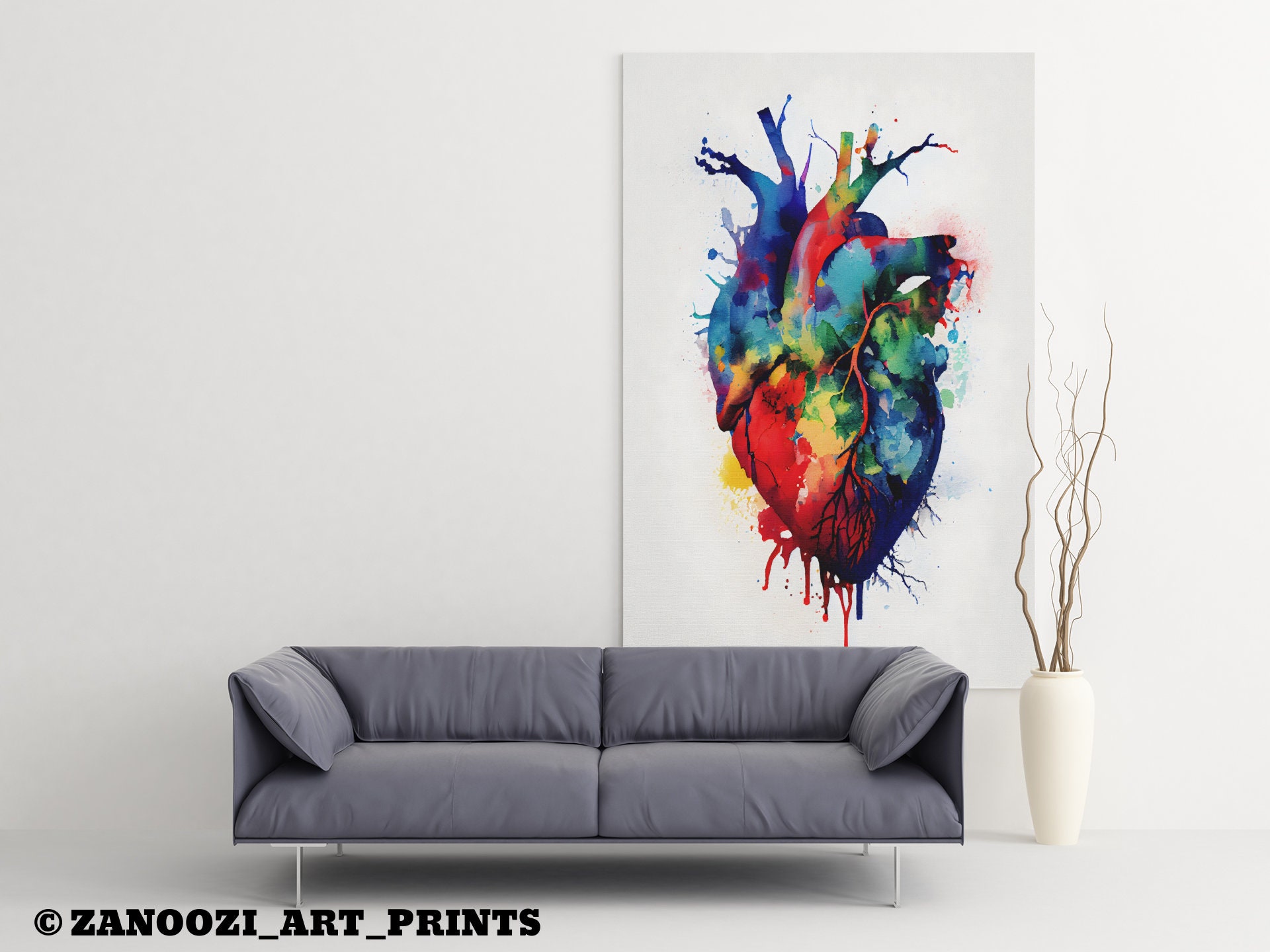 Anatomical Heart Art for Cardiology Decor, Printable Medical Wall Art ...