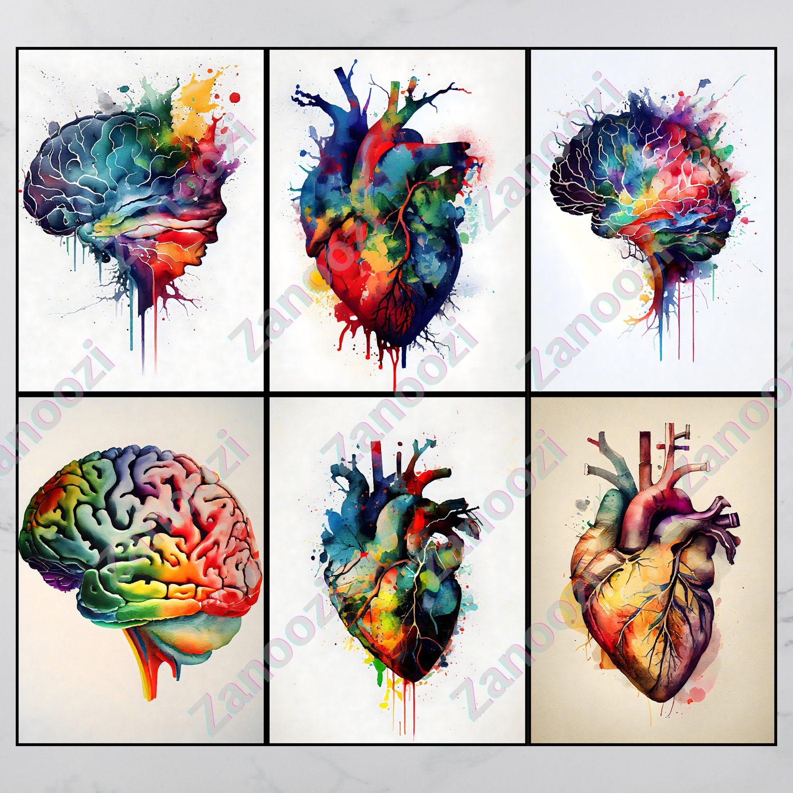 Anatomical Medical Art Bundle, Watercolor Human Anatomy Art, Gift for ...