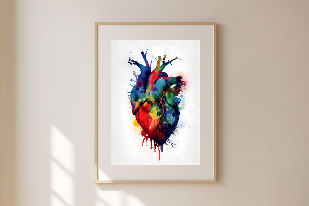 Anatomical Heart Art for Cardiology Decor, Printable Medical Wall Art ...