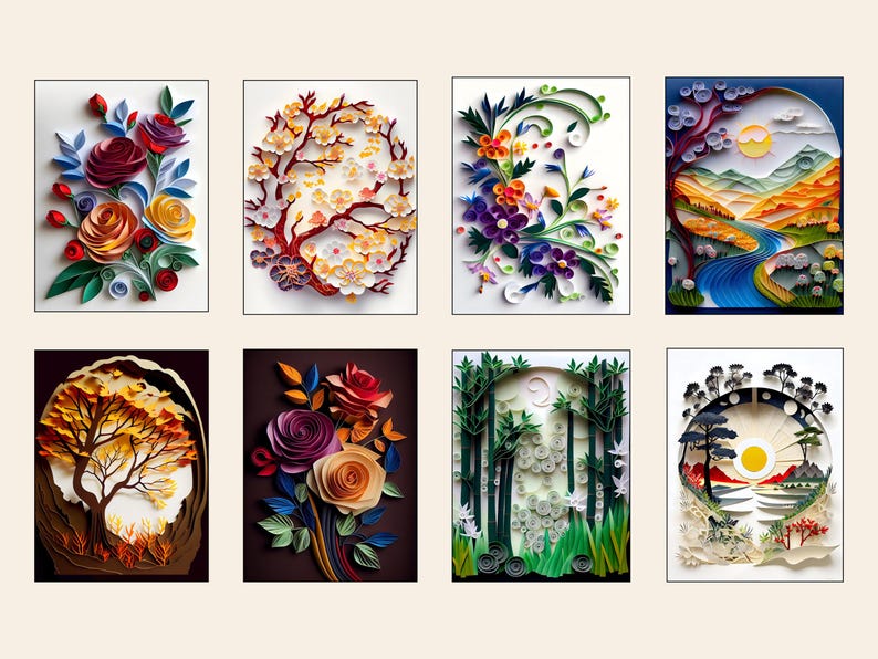 Spring Quill Art, Paper Quilling Patterns, Flowers & Leaves Quilling ...