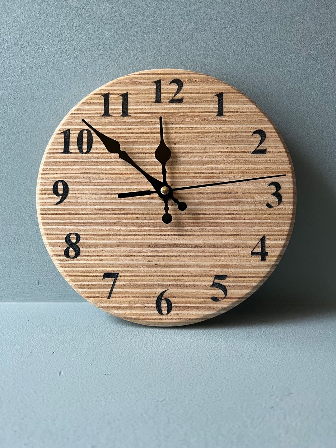 Modern Horizontally Striped Birch Wall Clock - Etsy