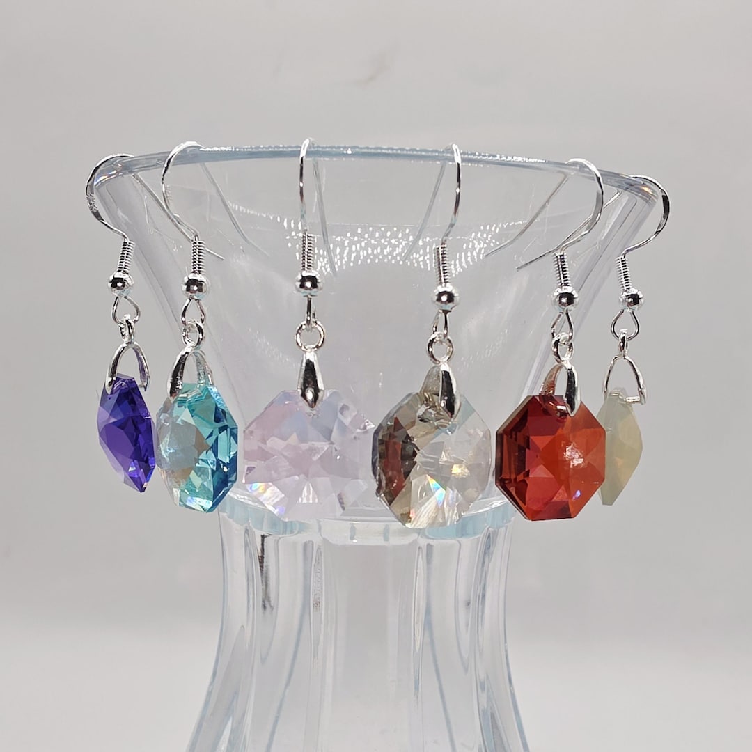 Swarovski Sterling Silver Octagon Drop Earrings – 14mm Crystal Pendants ...