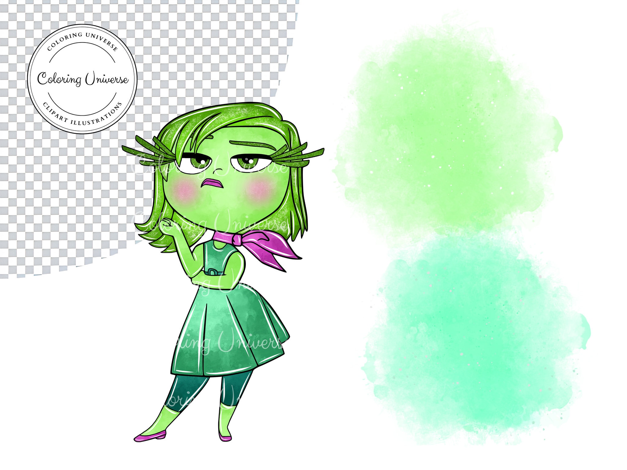 Cute Inside Out 2 Disgust Character Clipart Inside Out Digital Download ...