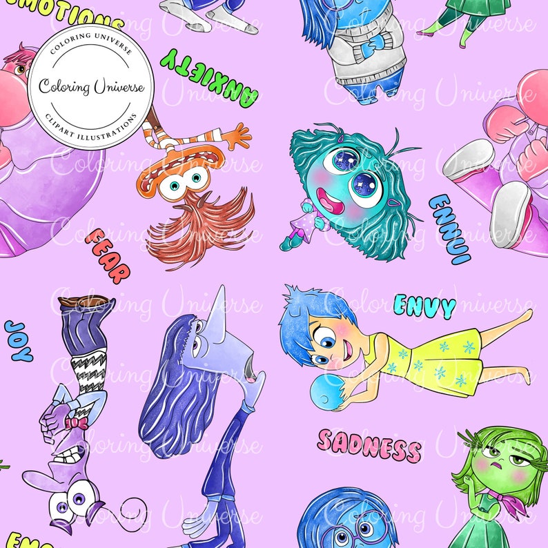 Inside Out 2 Seamless Pattern, Inside Out Sublimation File, Inside Out ...