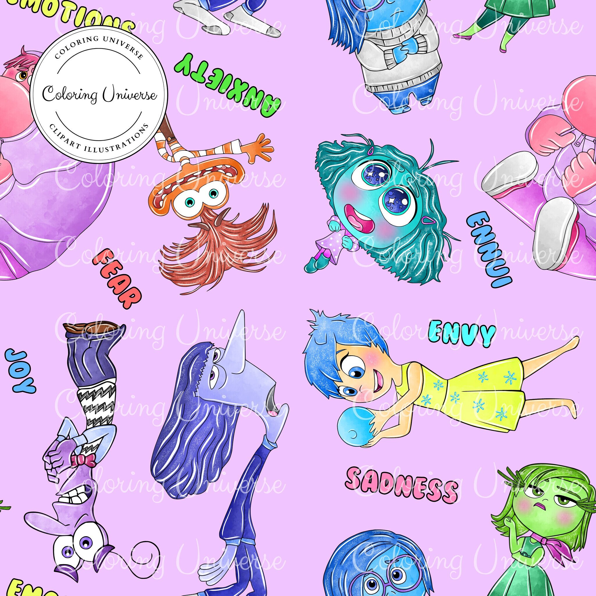 Inside Out 2 Seamless Pattern, Inside Out Sublimation File, Inside Out ...