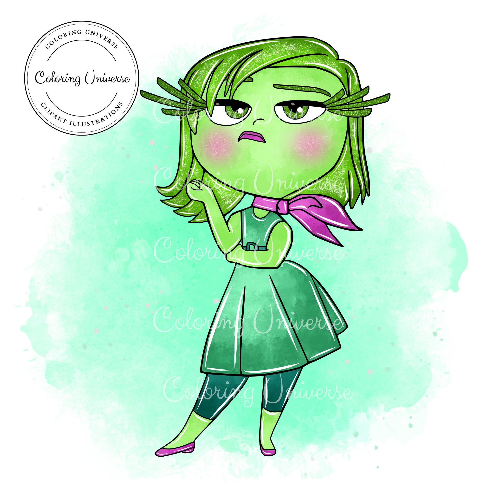 Cute Inside Out 2 Disgust Character Clipart Inside Out Digital Download ...