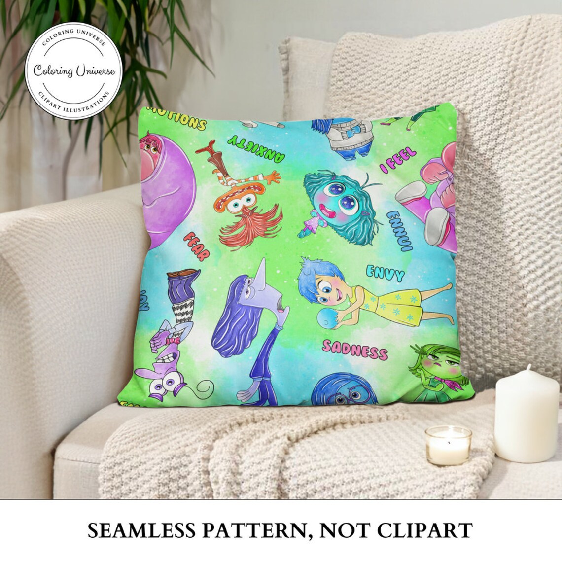 Inside Out 2 Seamless Pattern, Inside Out Sublimation File, Inside Out ...