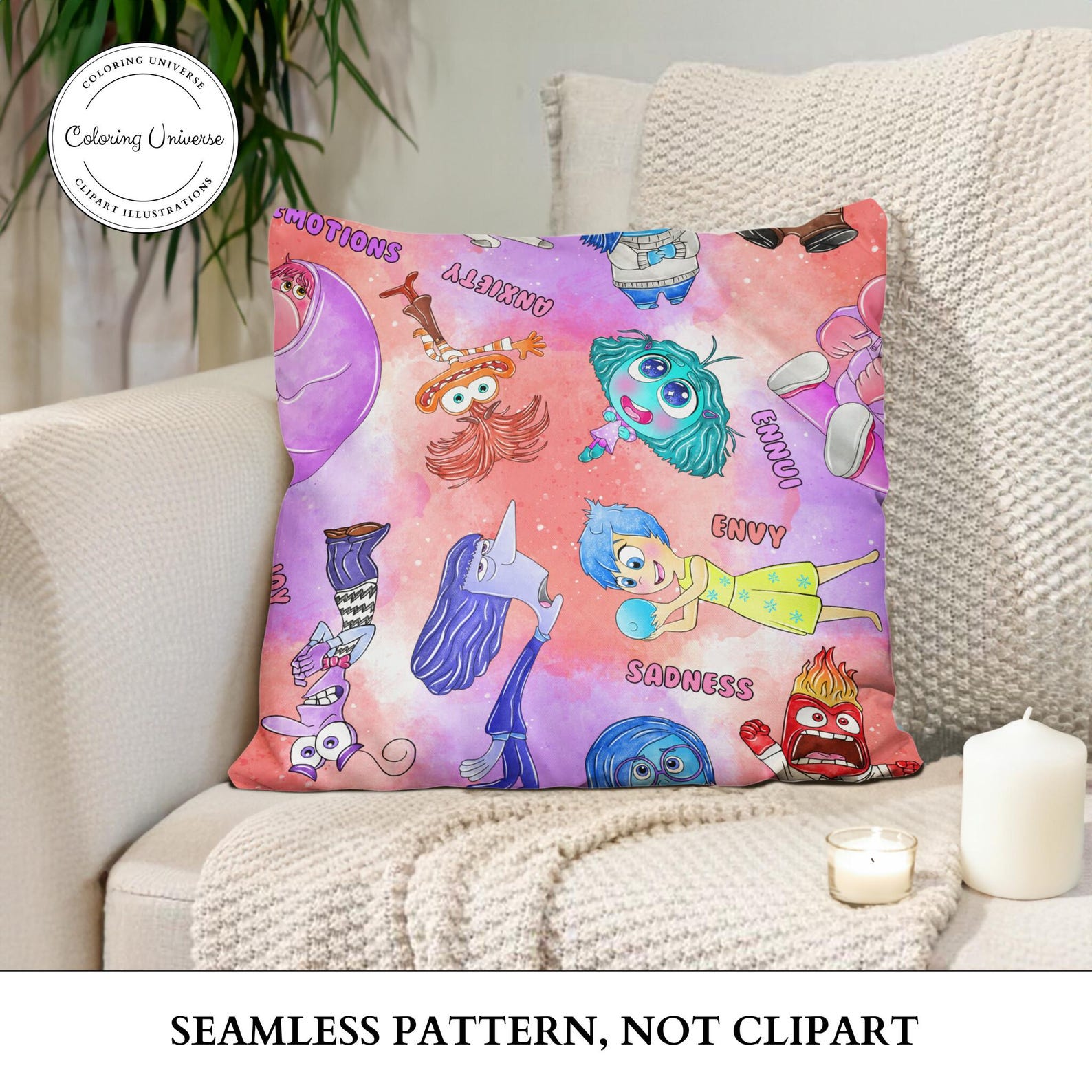 Inside Out 2 Seamless Pattern, Inside Out Sublimation File, Inside Out ...