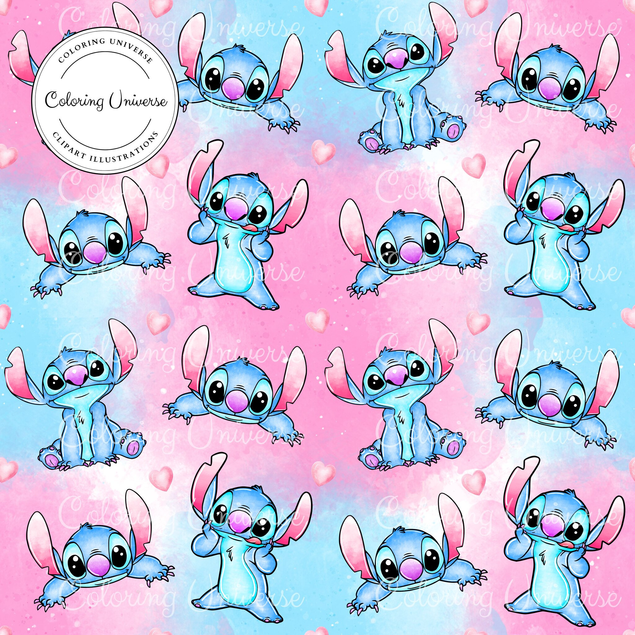 Lilo and Stitch Seamless Pattern Stitch Sublimation File Stitch Digital ...