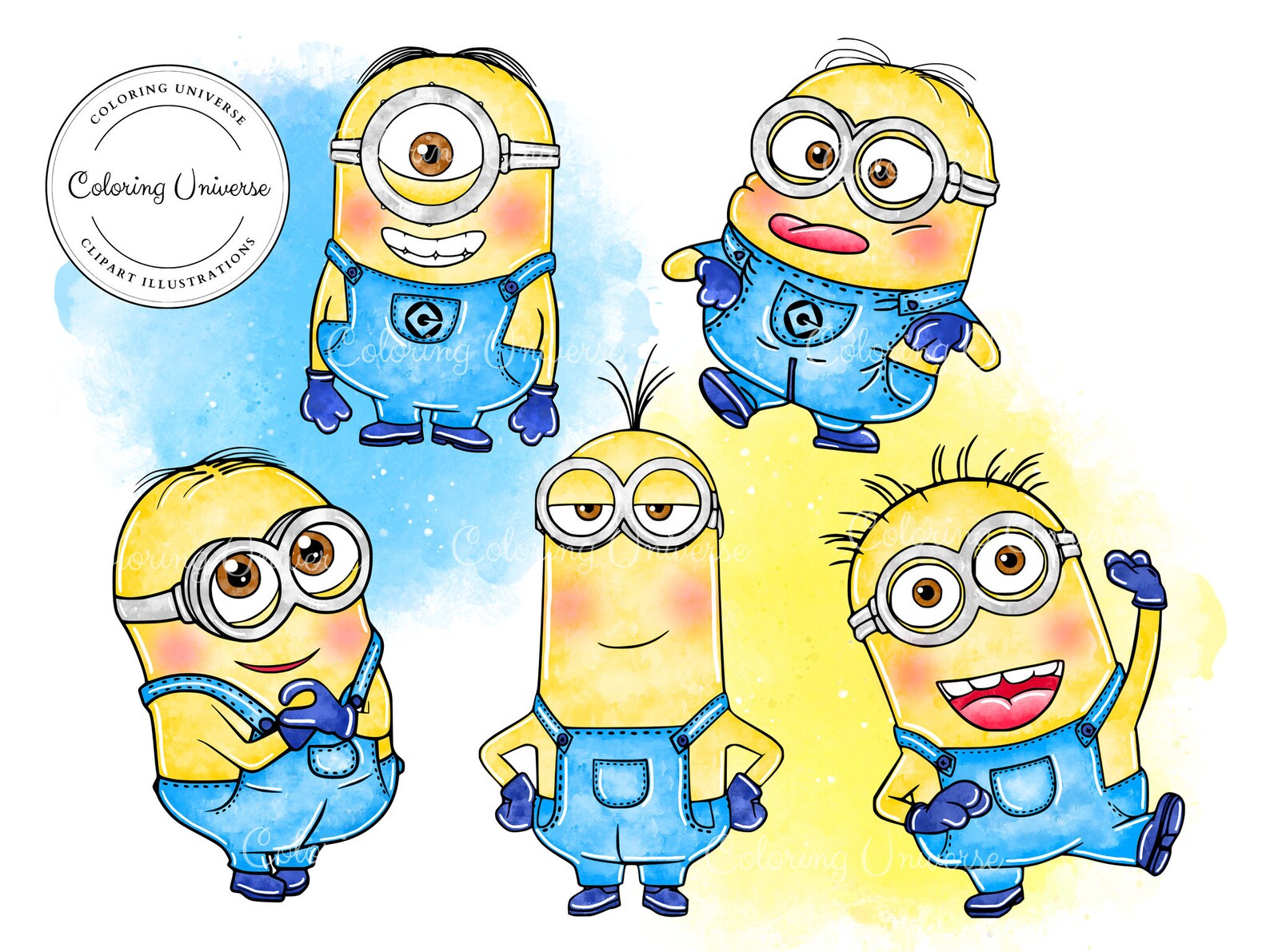 Cute Minions Clipart Pack Transparent Background Digital Instant ...