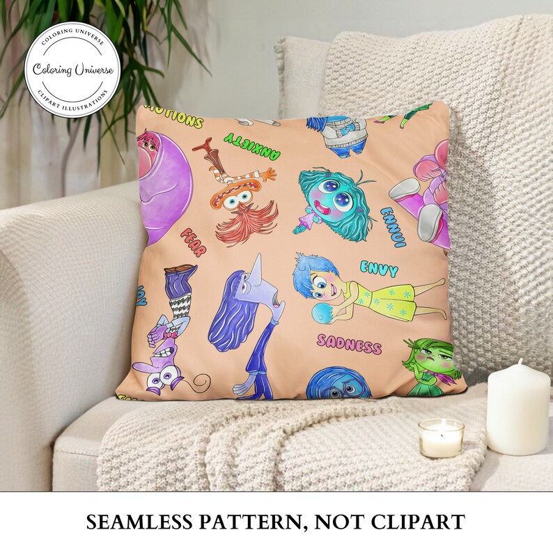Inside Out 2 Seamless Pattern, Inside Out Sublimation File, Inside Out ...