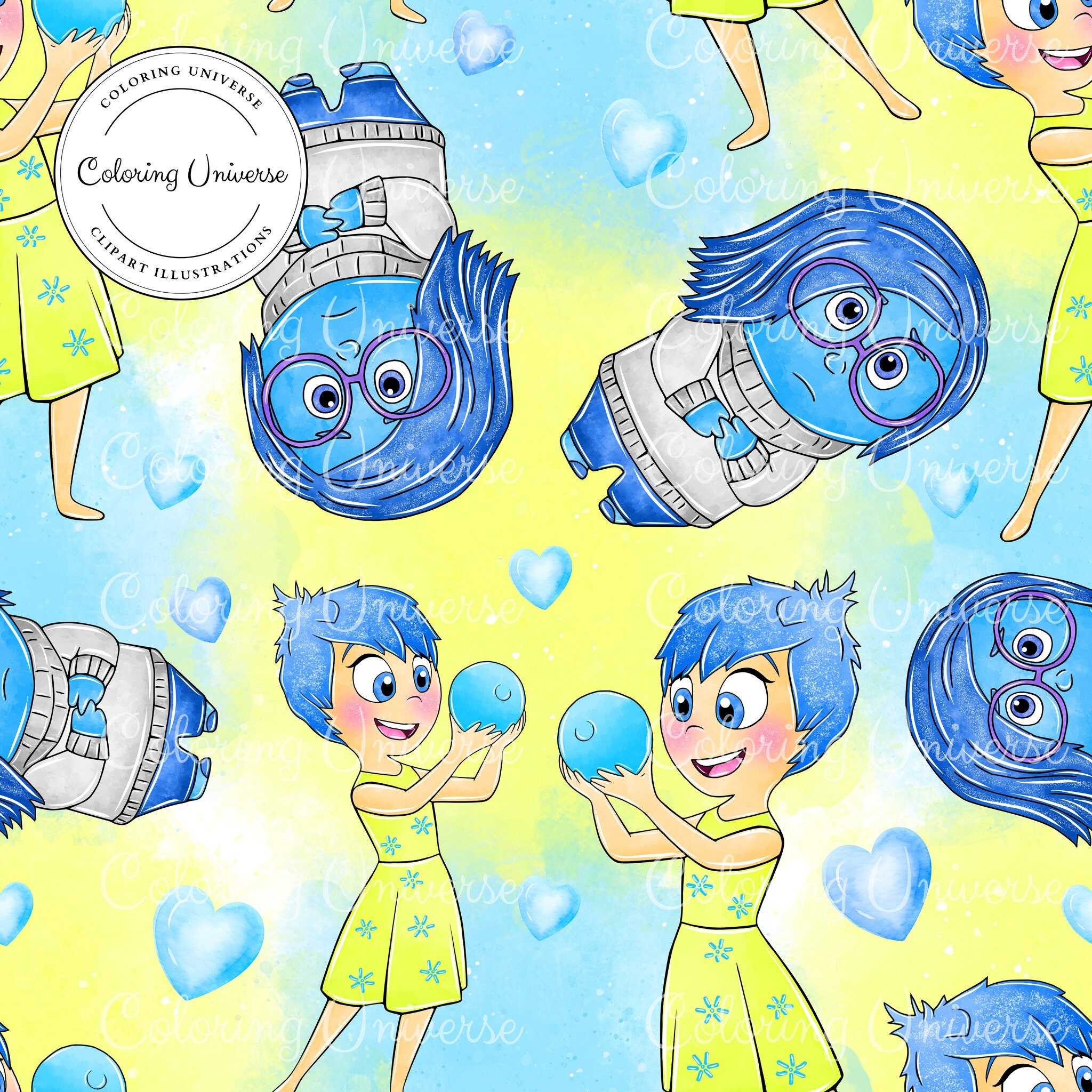Inside Out 2 Seamless Pattern, Inside Out Sublimation File, Inside Out ...