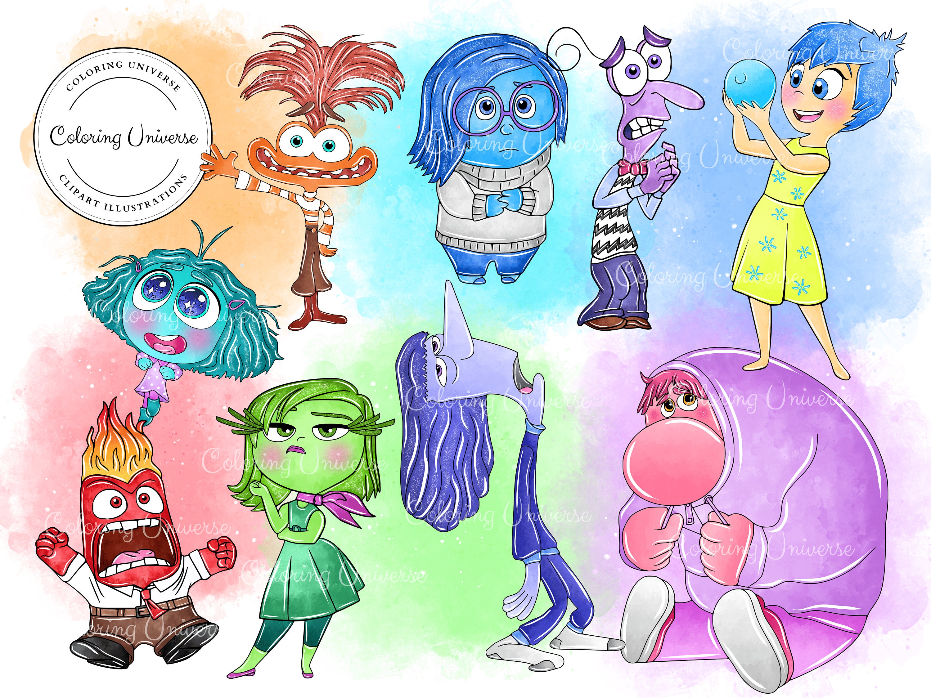 Cute Inside Out 2 Characters Clipart Inside Out Digital Download Inside ...