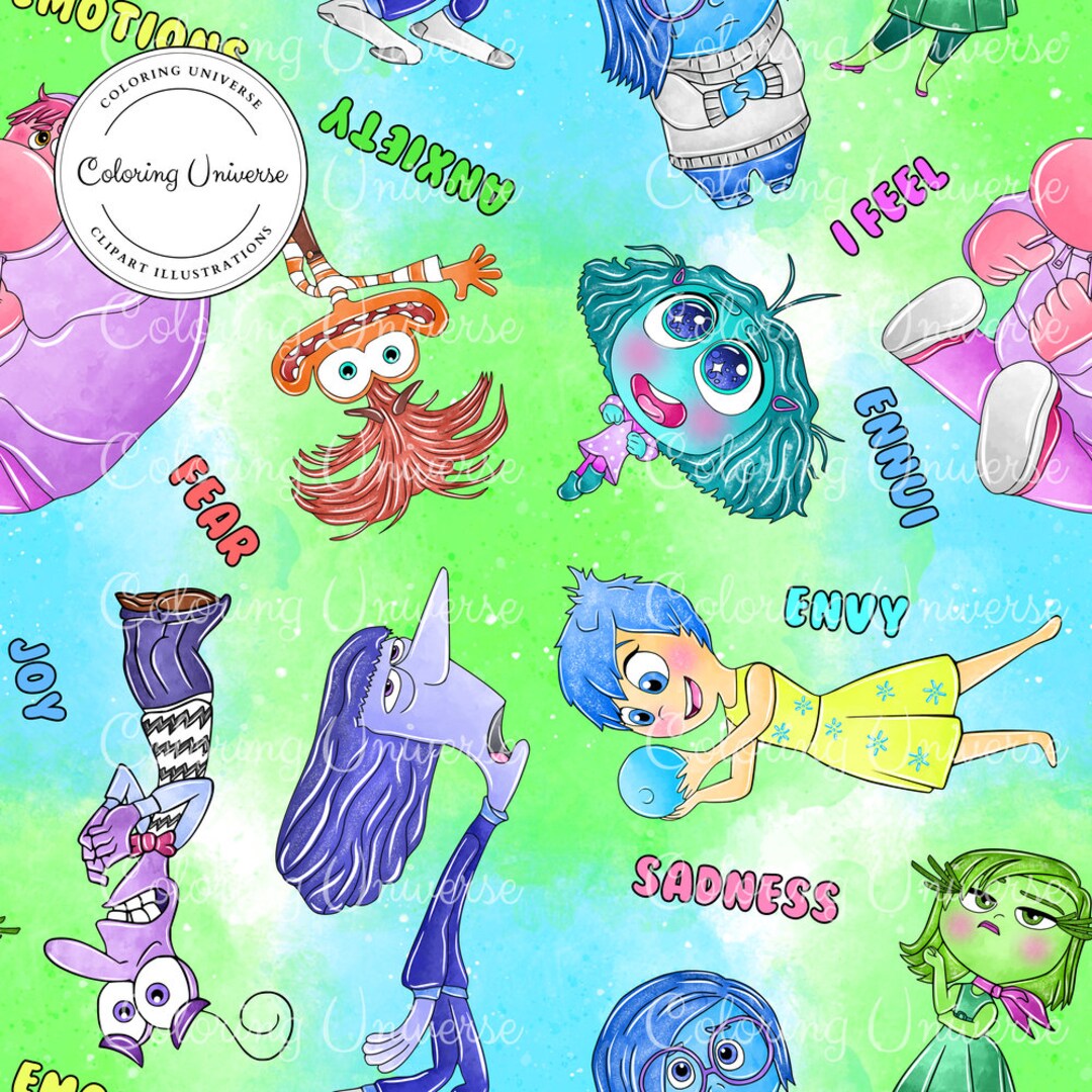Inside Out 2 Seamless Pattern, Inside Out Sublimation File, Inside Out ...