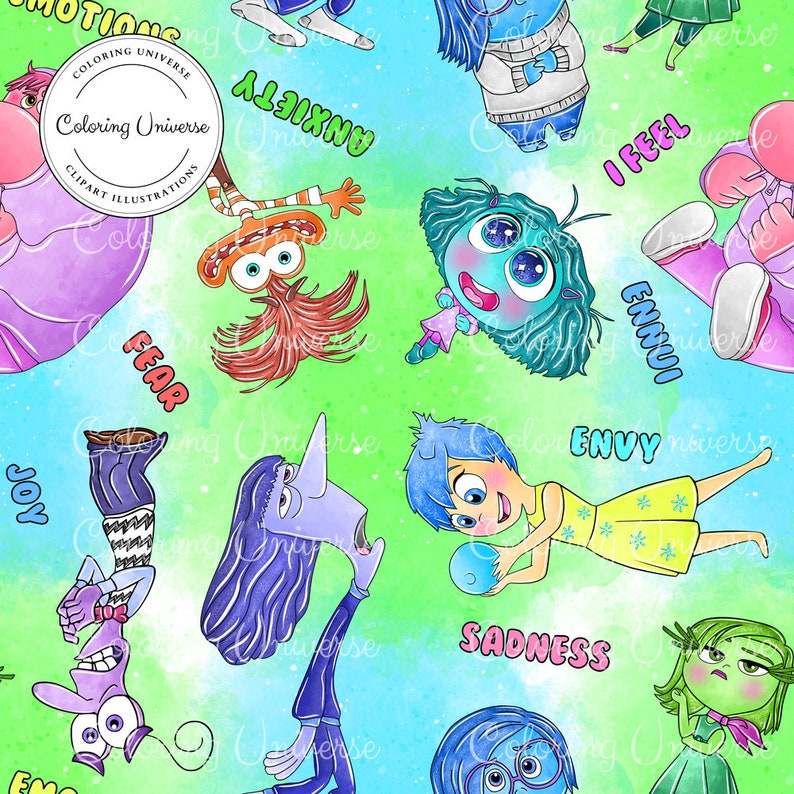 Inside Out 2 Seamless Pattern, Inside Out Sublimation File, Inside Out ...