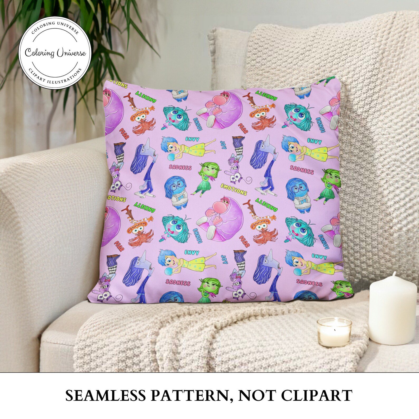 Inside Out 2 Seamless Pattern, Inside Out Sublimation File, Inside Out ...