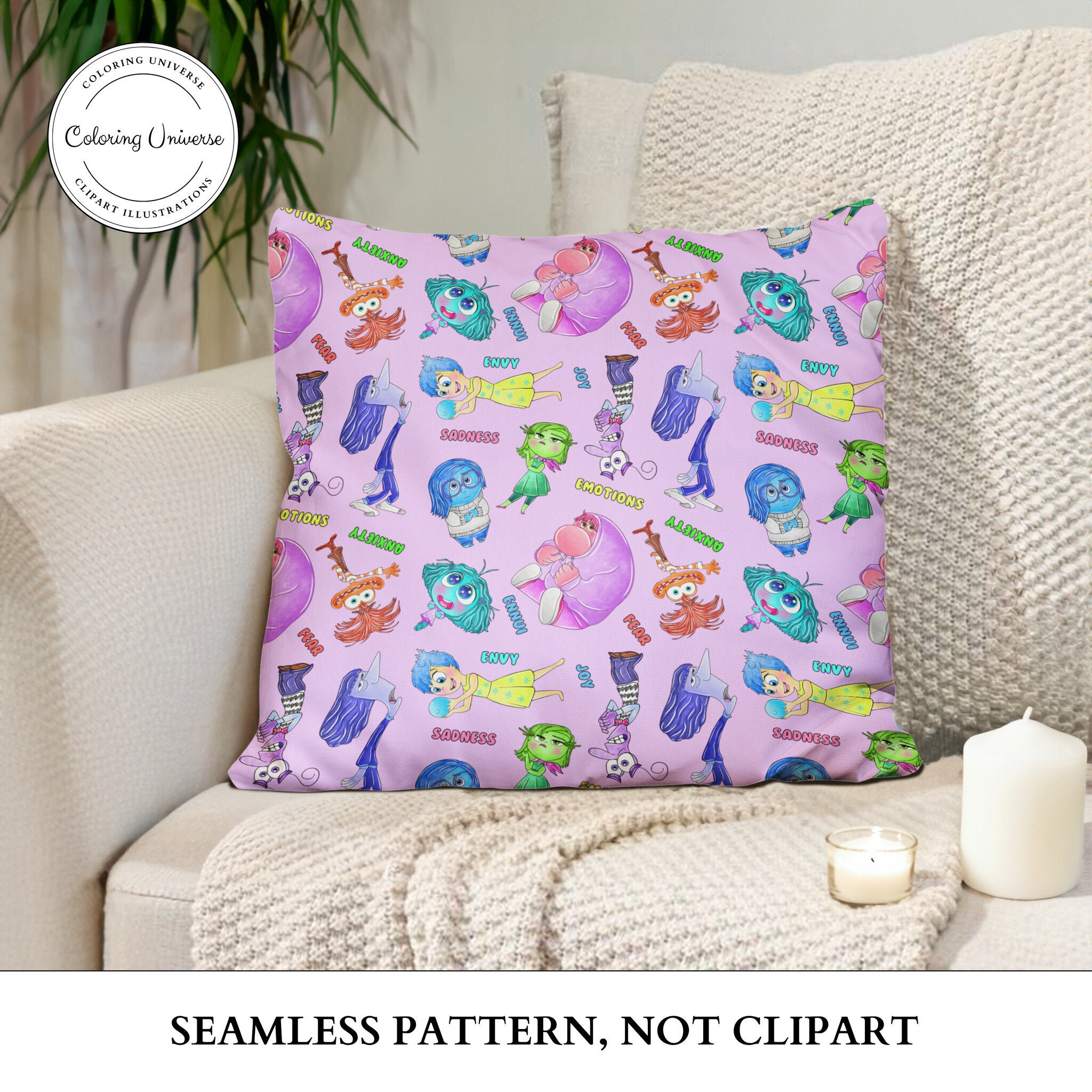 Inside Out 2 Seamless Pattern, Inside Out Sublimation File, Inside Out ...