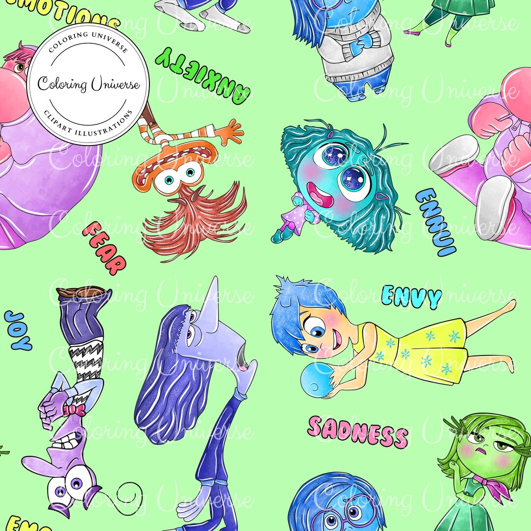 Inside Out 2 Seamless Pattern, Inside Out Sublimation File, Inside Out ...
