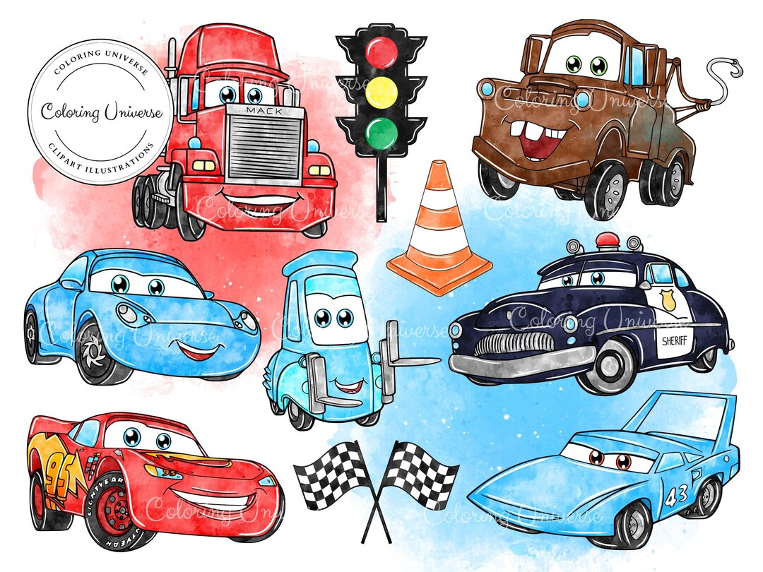 Cute Set of Cars Watercolor Clipart Car Sublimation Bundle, Car ...