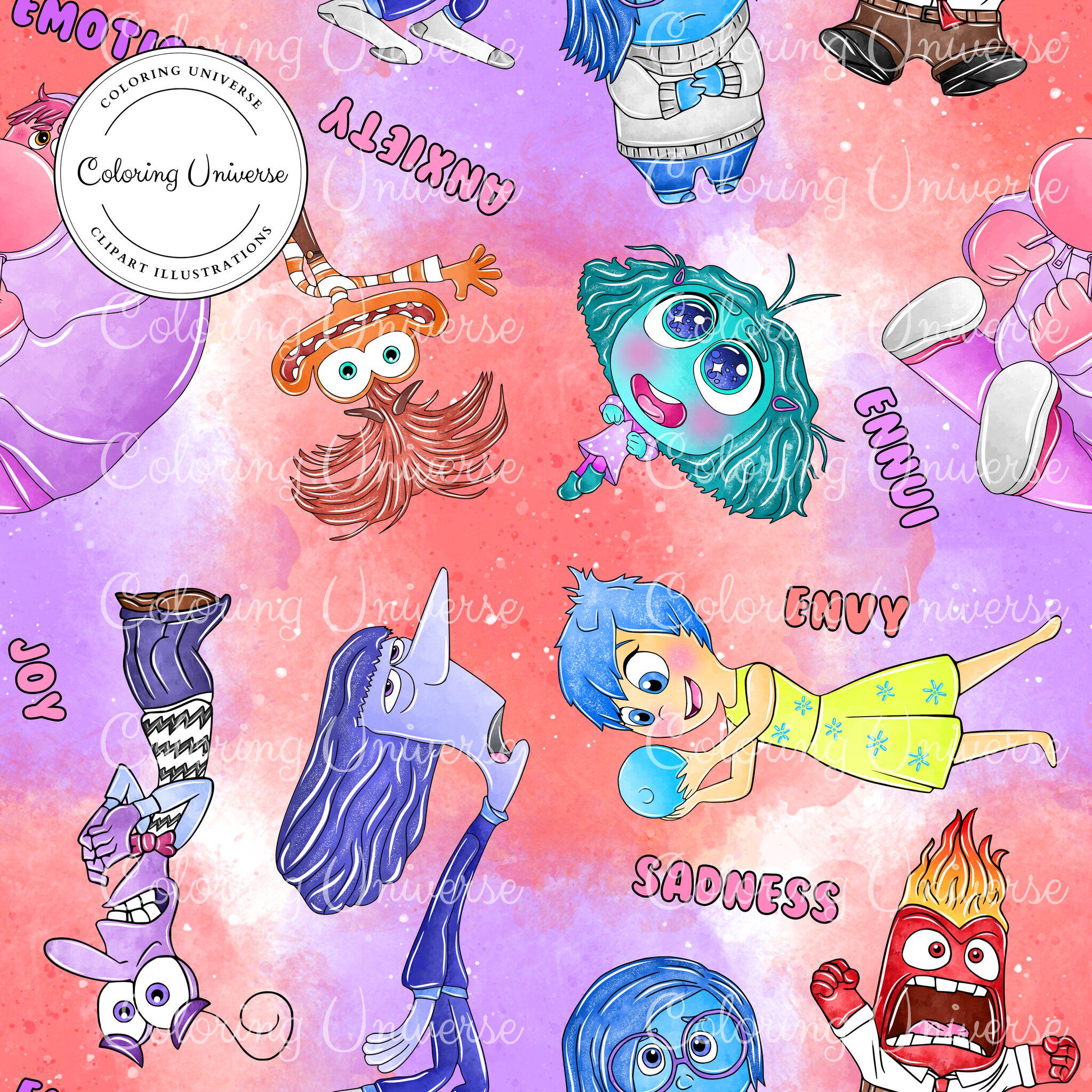 Inside Out 2 Seamless Pattern, Inside Out Sublimation File, Inside Out ...