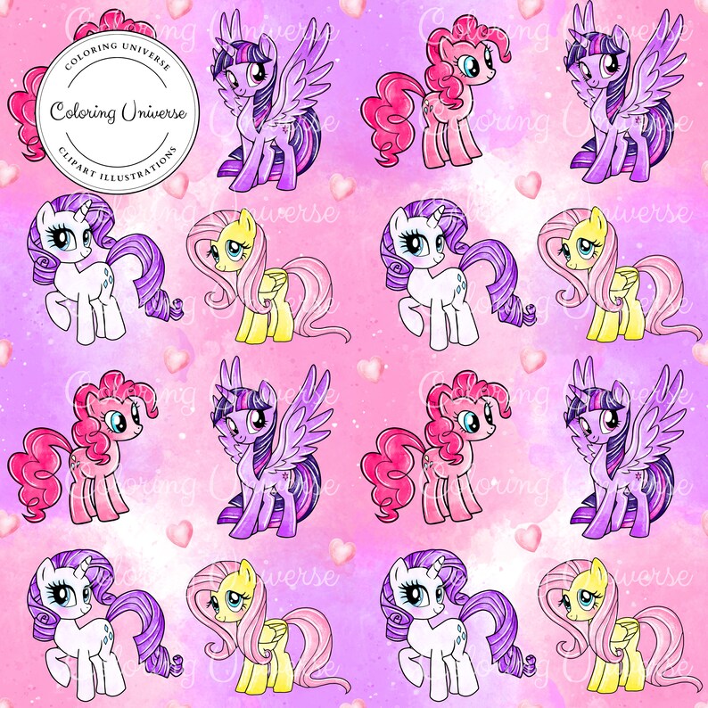 Little Pony Seamless Pattern Colorful Pony Sublimation File Little Pony ...