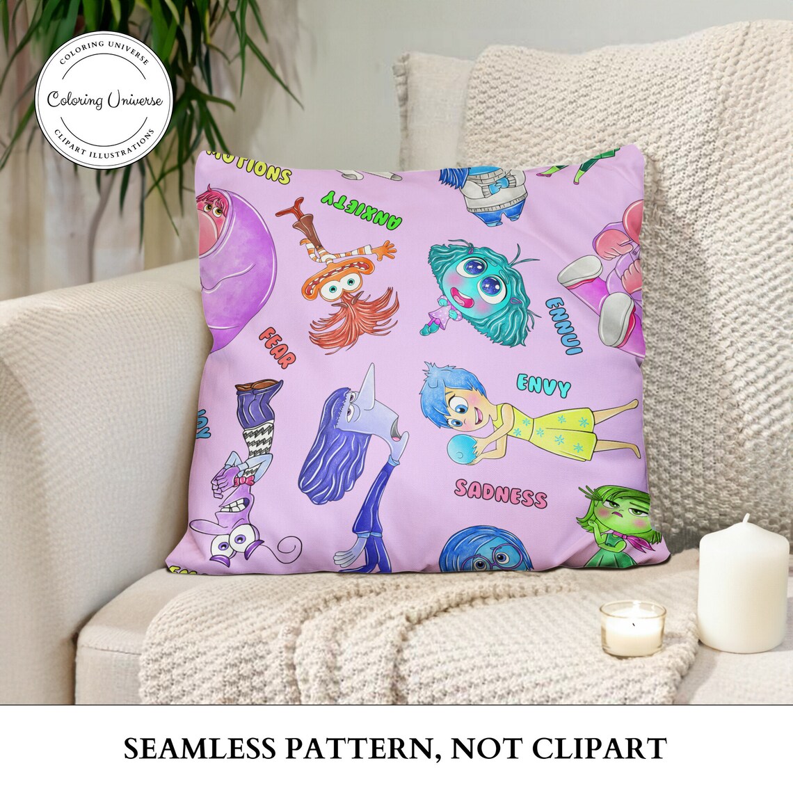 Inside Out 2 Seamless Pattern, Inside Out Sublimation File, Inside Out ...