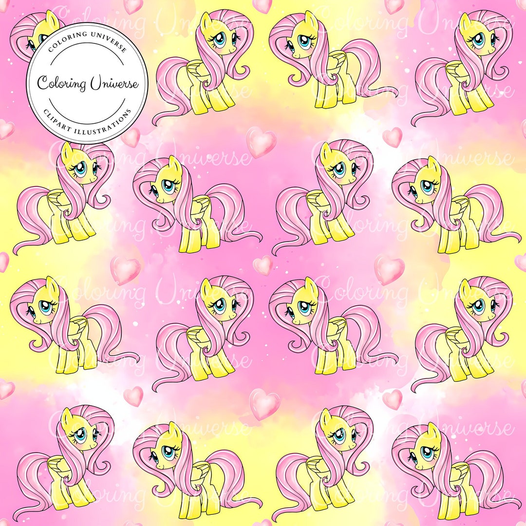 Little Pony Seamless Pattern Fluttershy Sublimation File Little Pony ...