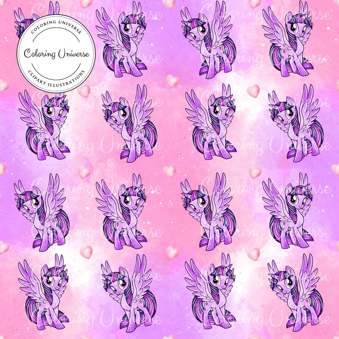 Little Pony Seamless Pattern Twilight Sparkle Sublimation File Little ...