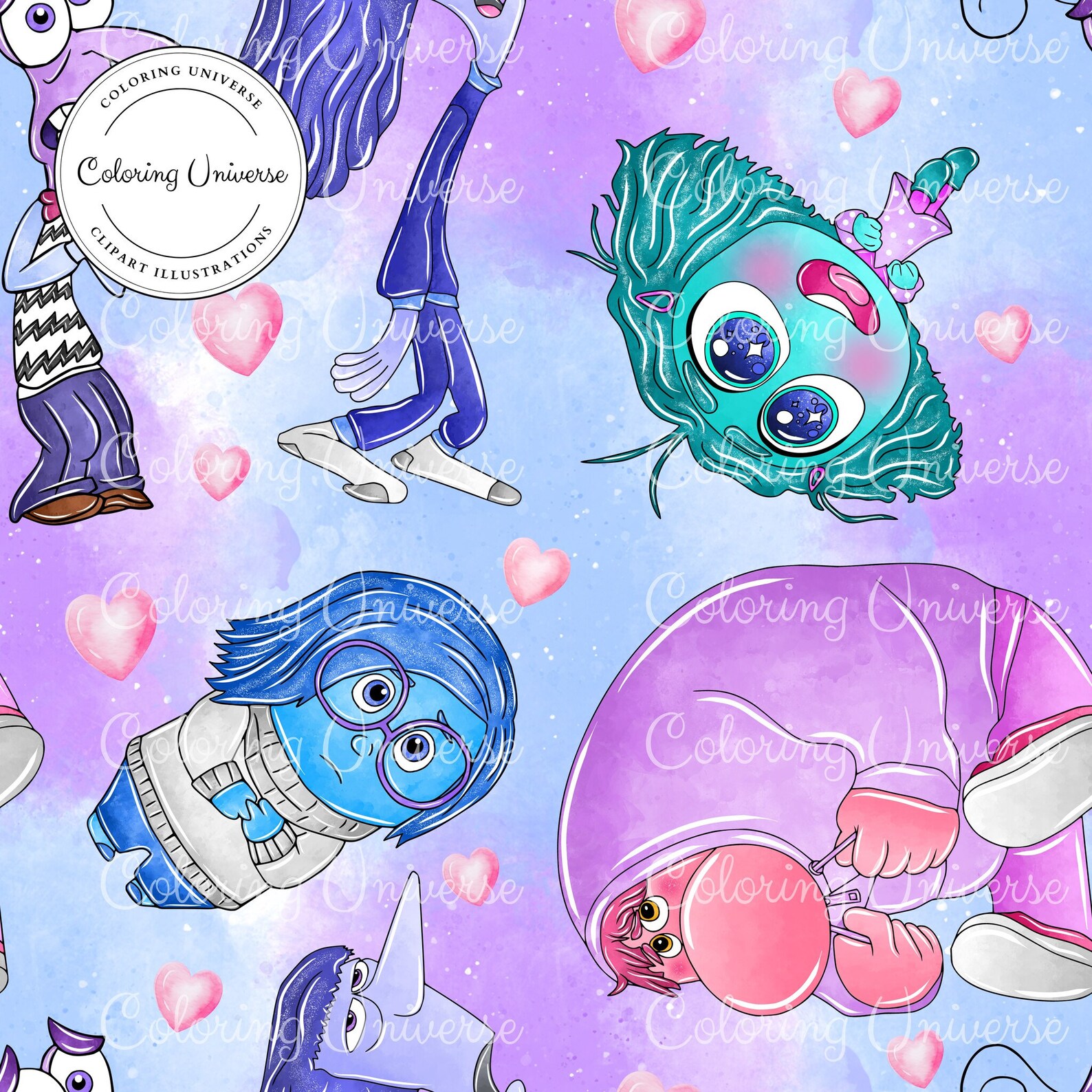 Inside Out 2 Seamless Pattern, Inside Out Sublimation File, Inside Out ...