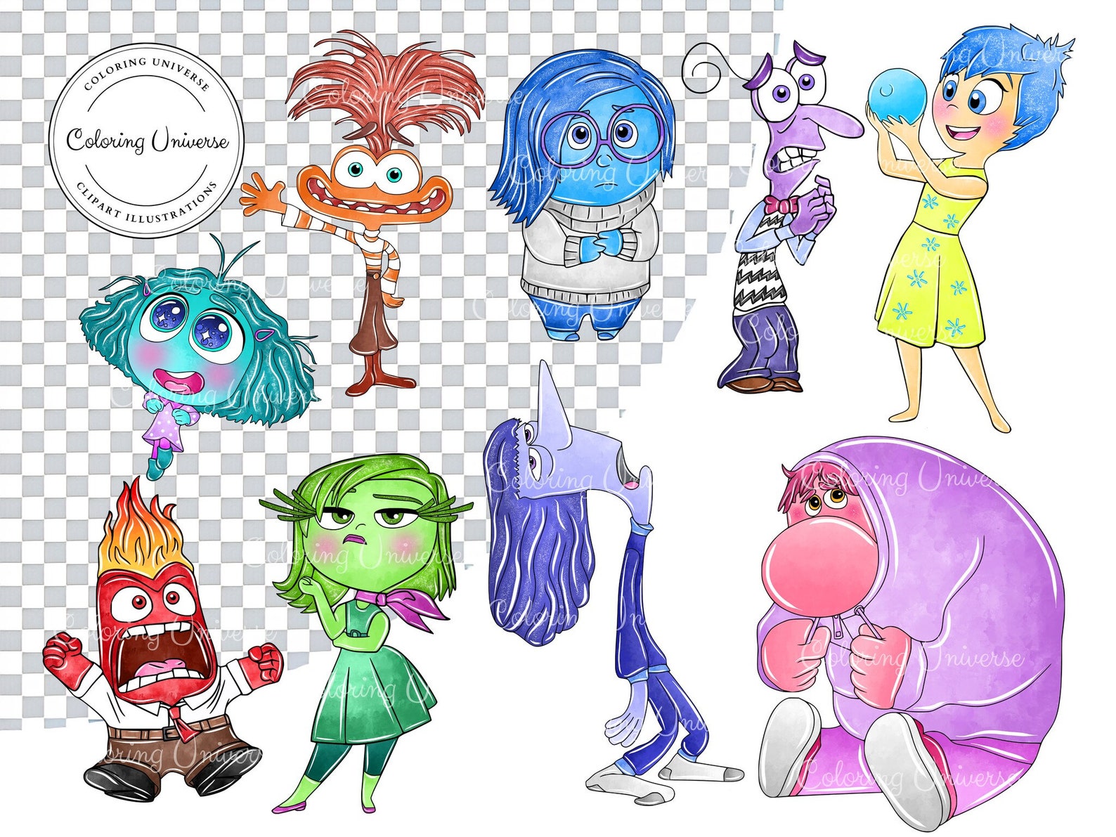 Cute Inside Out 2 Characters Clipart Inside Out Digital Download Inside ...
