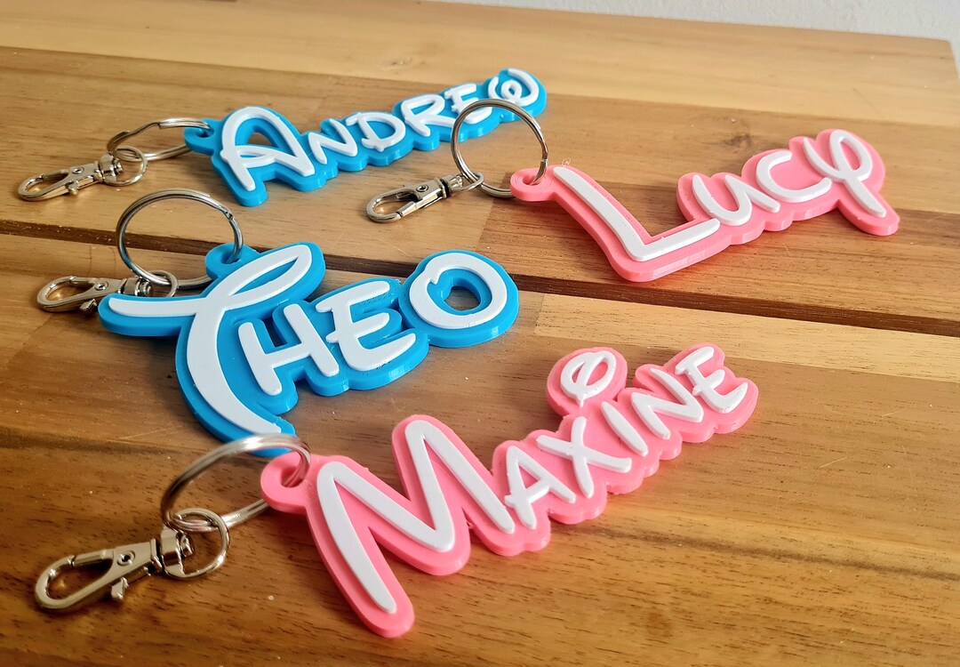 3D Printed Custom Disney Inspired Name Keyrings and Bag Tags - Etsy UK