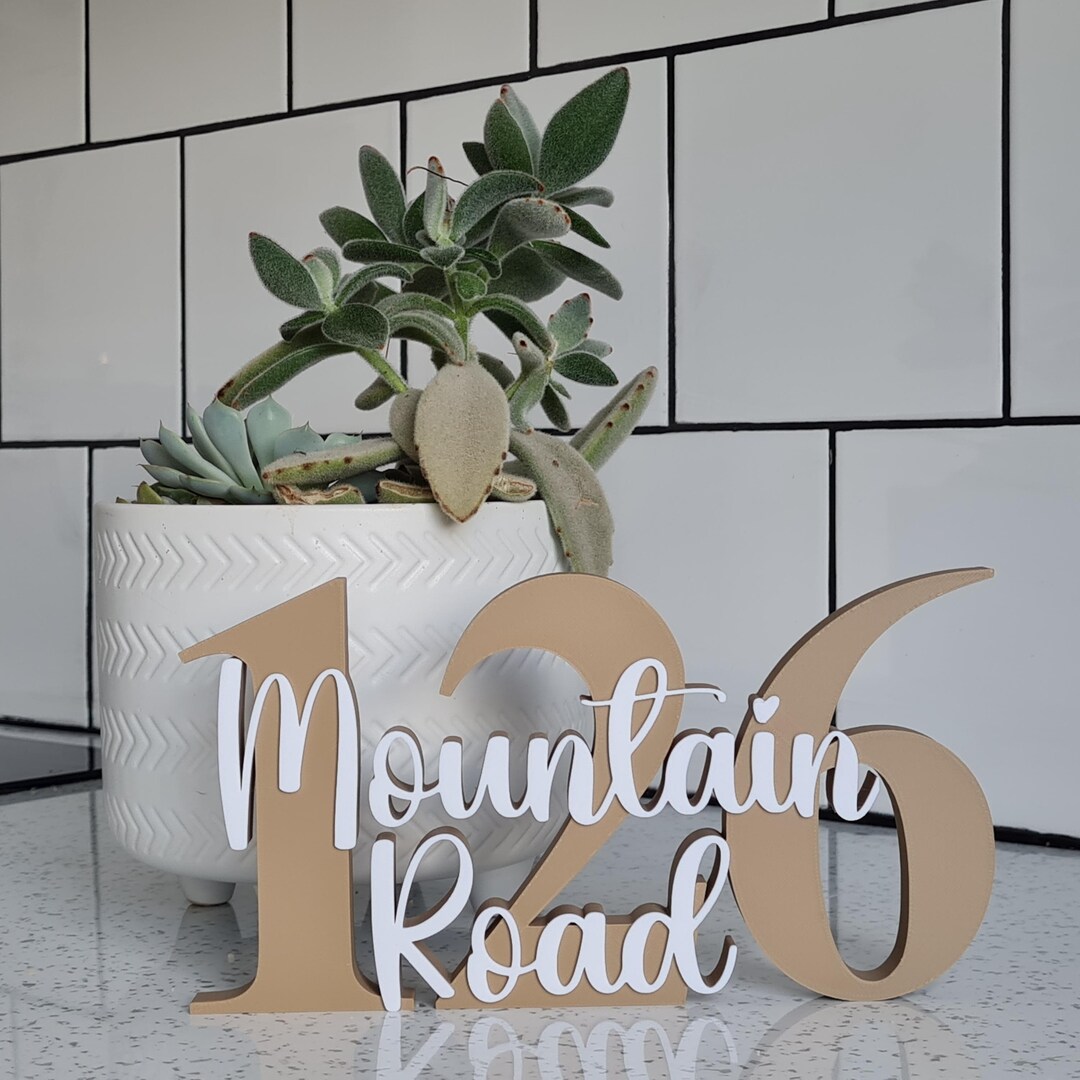 Custom 3D Printed House Number and Street Plaque Personalised Home ...