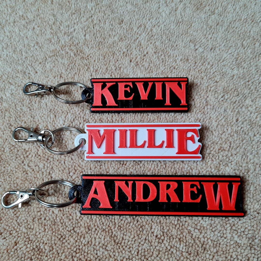 Personalised 3D Printed Stranger Things Keyring, Pop Culture Bag Tags ...