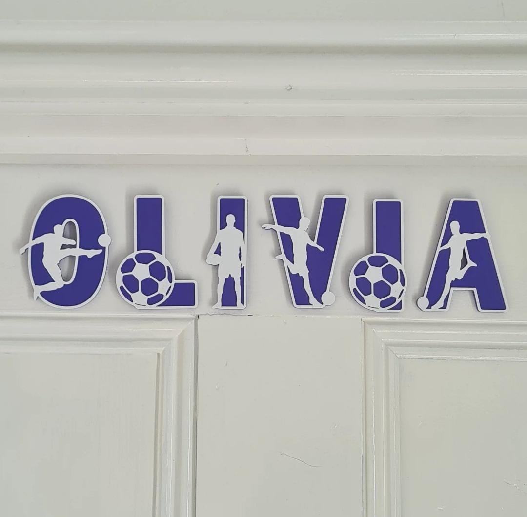 Football-themed Name Letters, 3D Printed Door Plaque, Personalised Kids ...