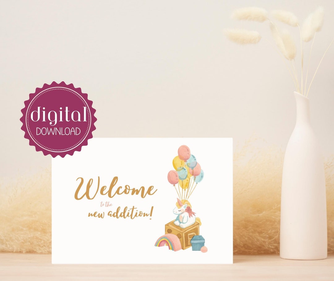 Printable Welcome Baby Card, New Baby Greeting Card, Neutral New Baby ...