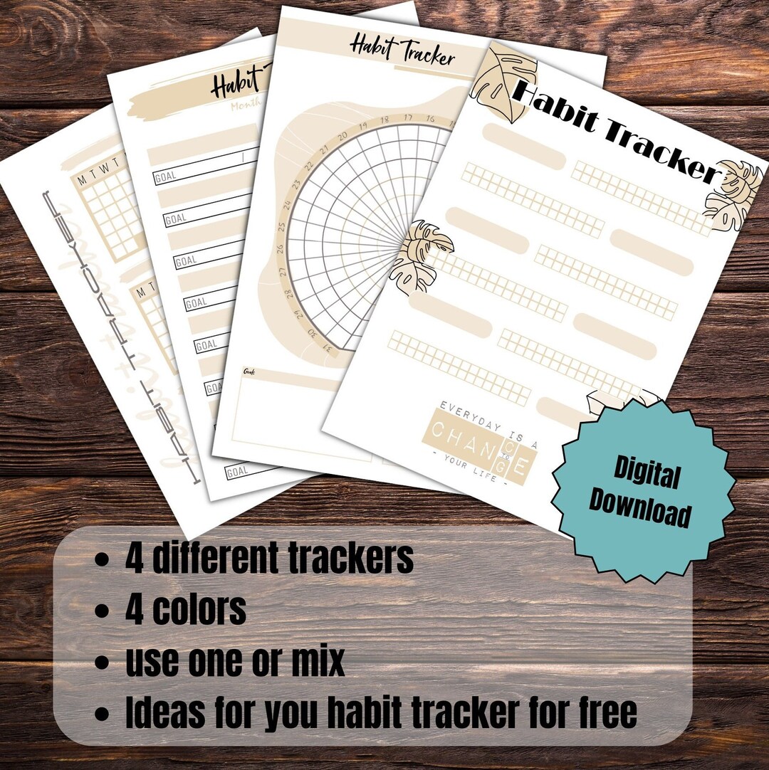 Habit Tracker Set | 4+1 Pack | Monthly Trackers in Different Designs ...