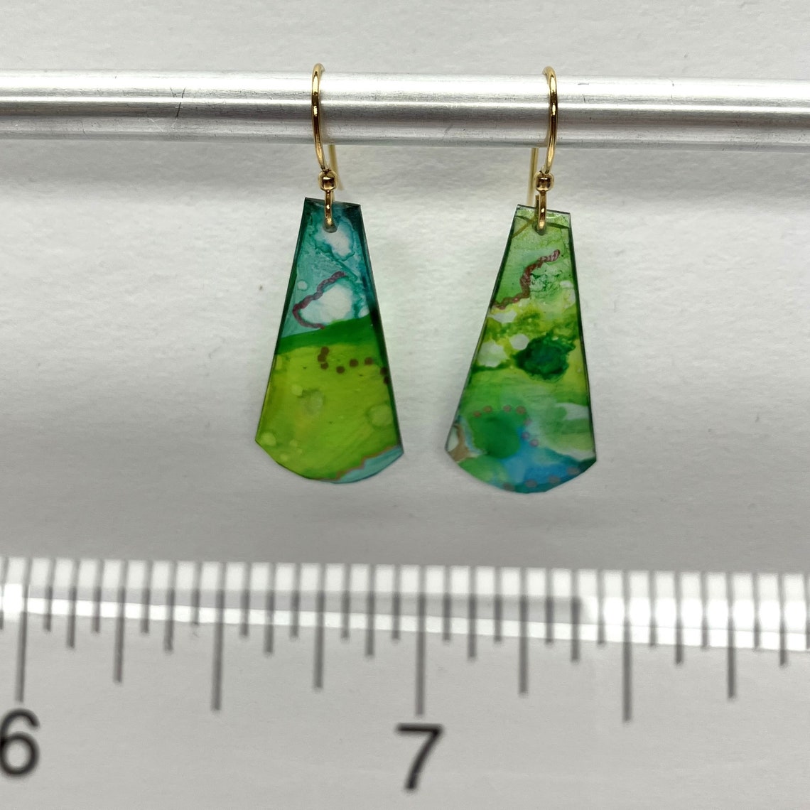Handmade Dangle Earrings, UV Resin-encased Alcohol Ink Art, Stained ...