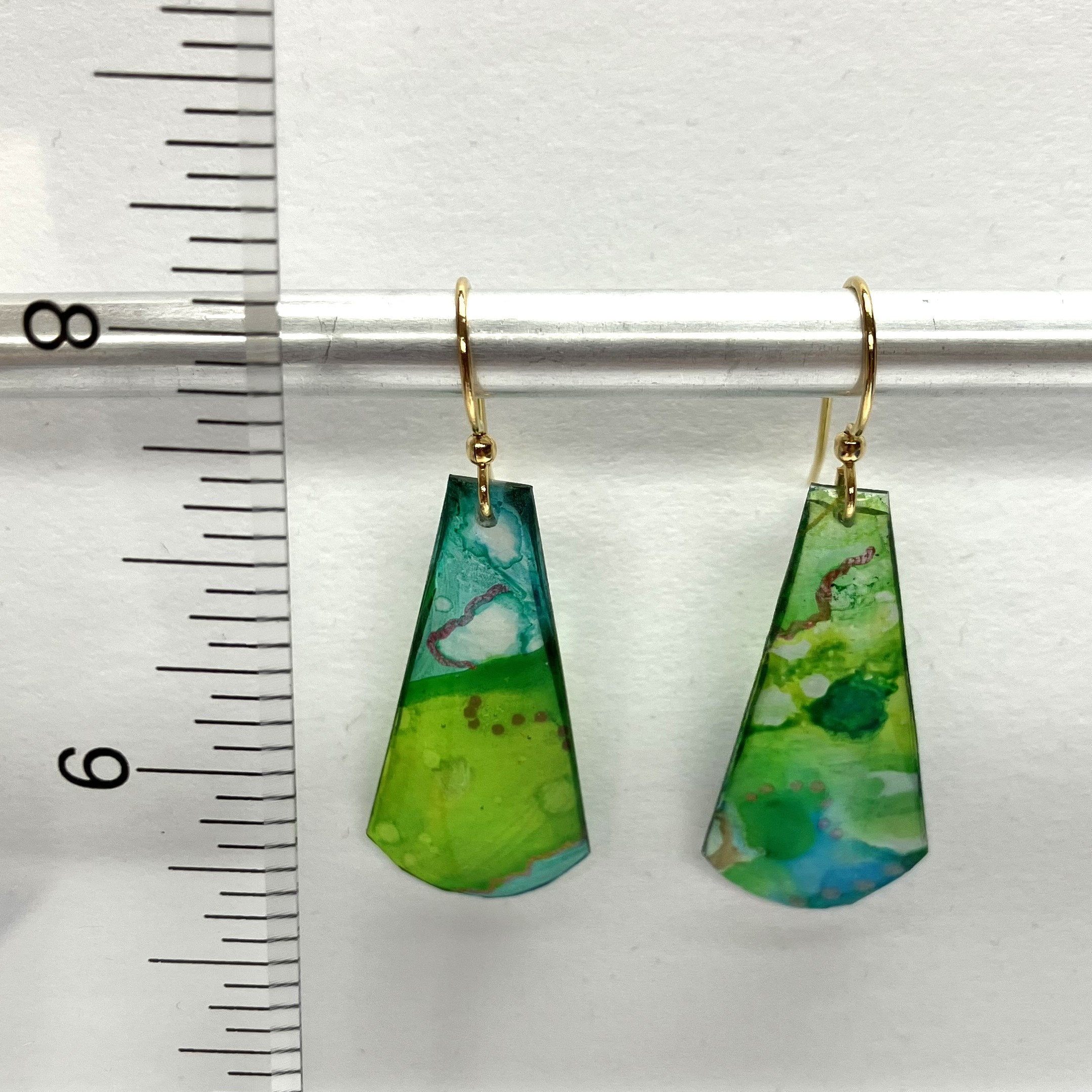 Handmade Dangle Earrings, UV Resin-encased Alcohol Ink Art, Stained ...