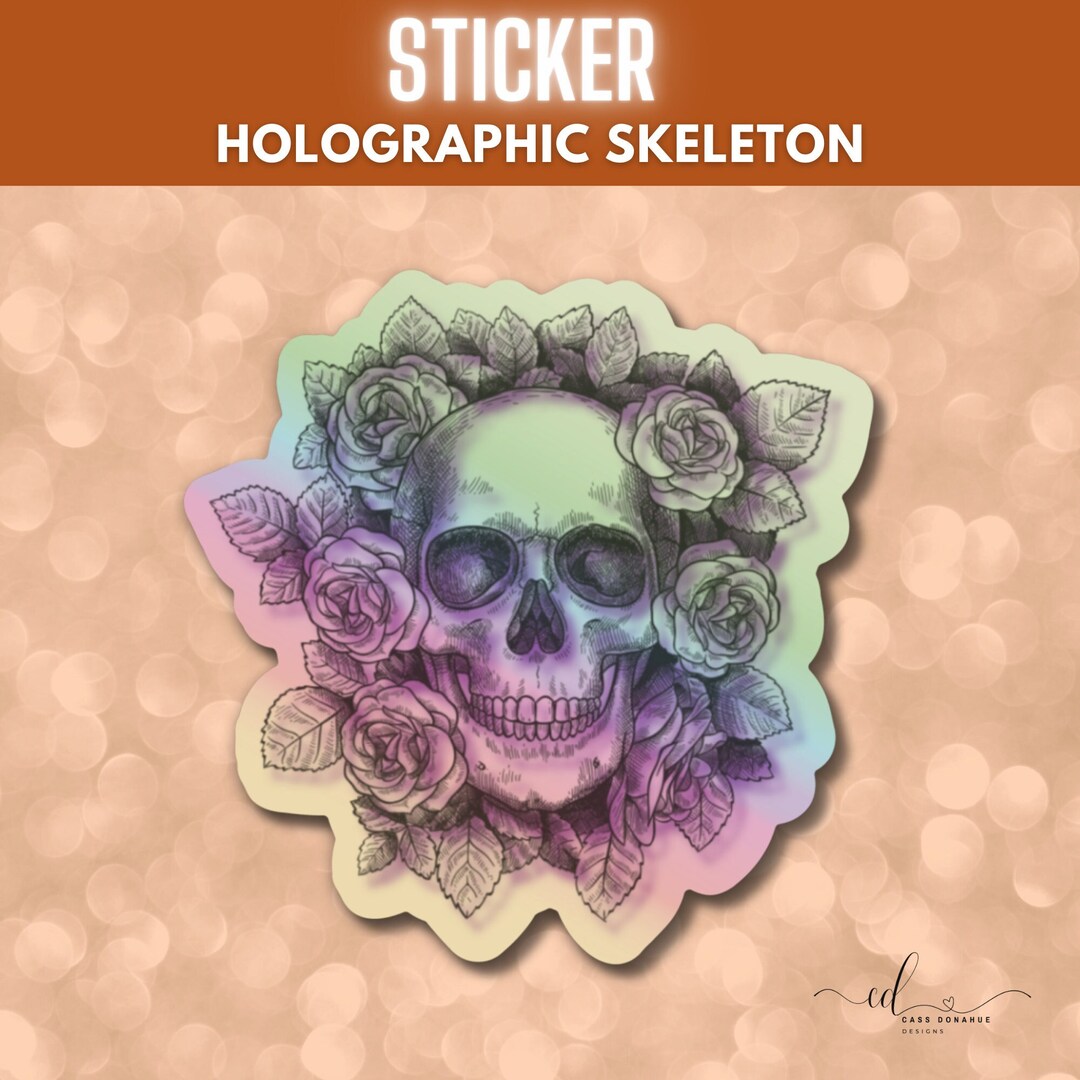 Skeleton Holographic Die-cut Vinyl Sticker Kindle Sticker Bookish ...