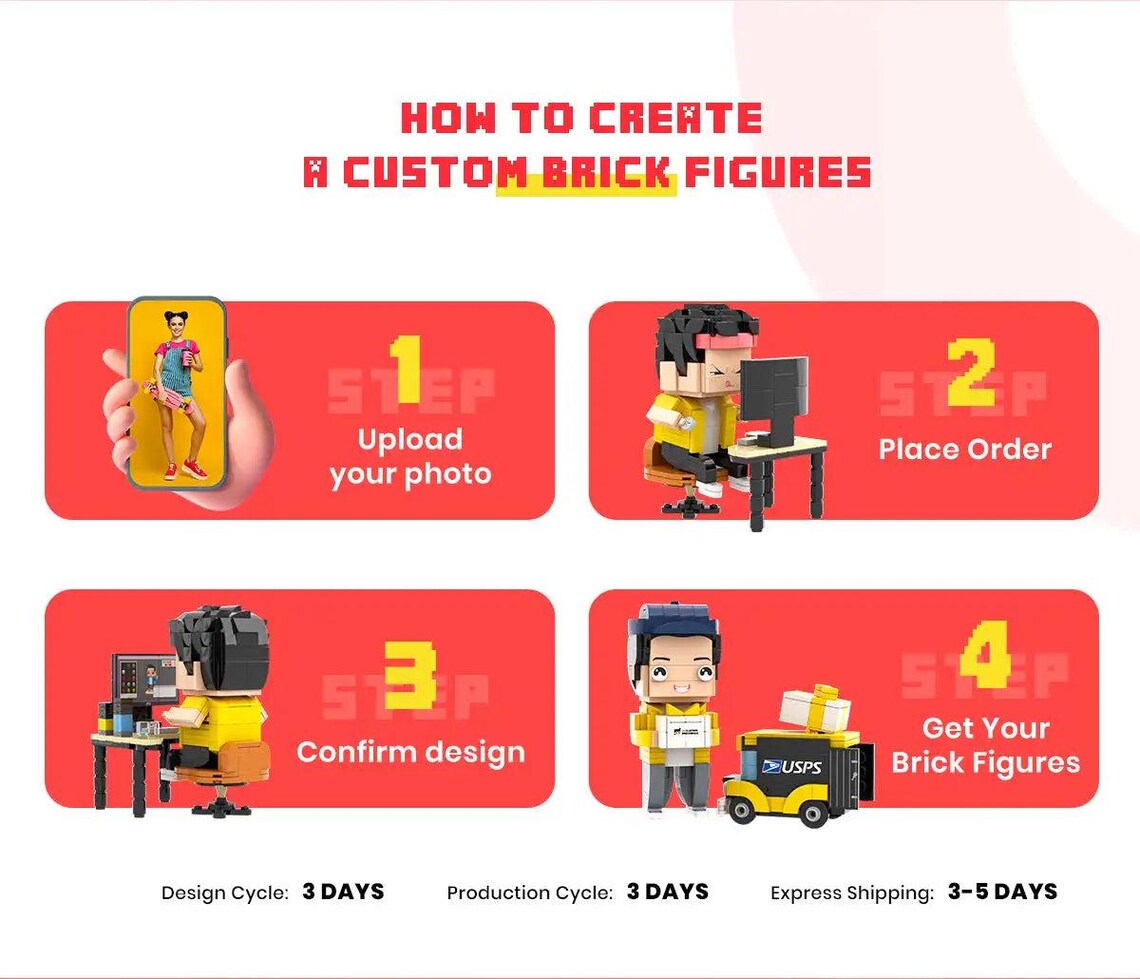 Brickheadz Photo Custom Design* MOC Self-portrayal Set Brick Figure ...