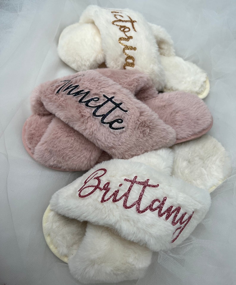 Personalized Cozy Fur Slippers, Bride to Be Customized Fluffy Slippers ...