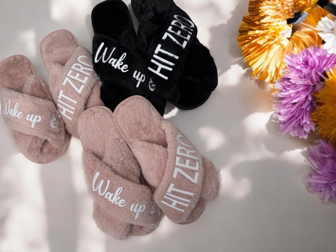 Custom Wake up & Hit Zero Cheerleader Fluffy Slippers – Perfect for ...