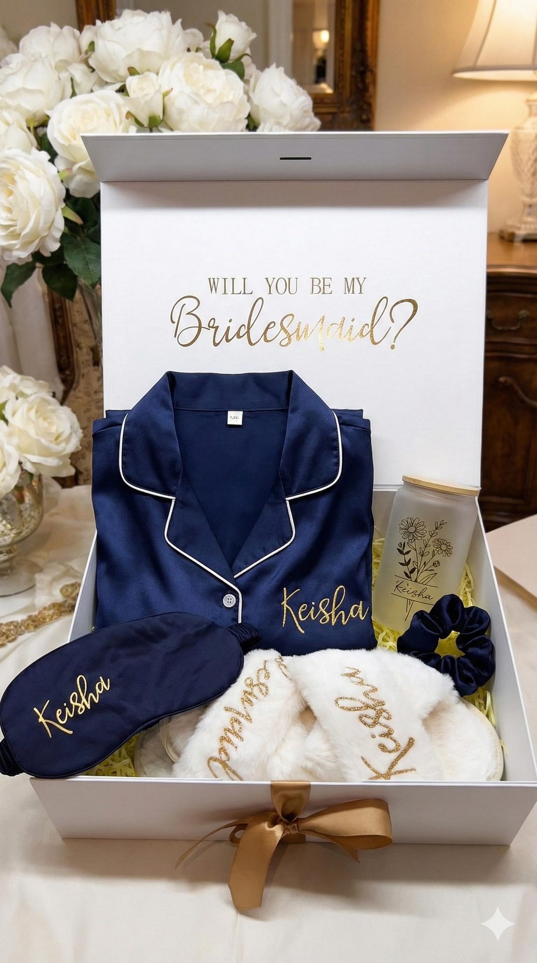 Personalized Bridesmaid Proposal Gift Box, Pajama Set & Accessories - Etsy
