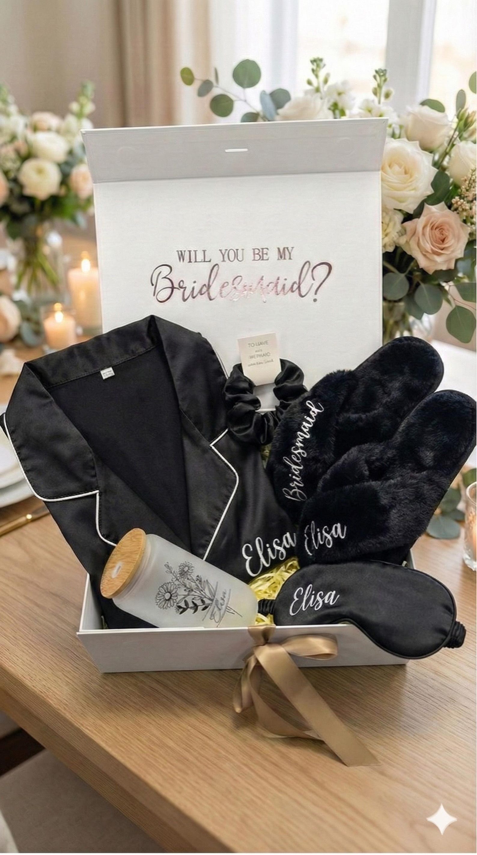 Personalized Bridesmaid Proposal Gift Box, Pajama Set & Accessories - Etsy